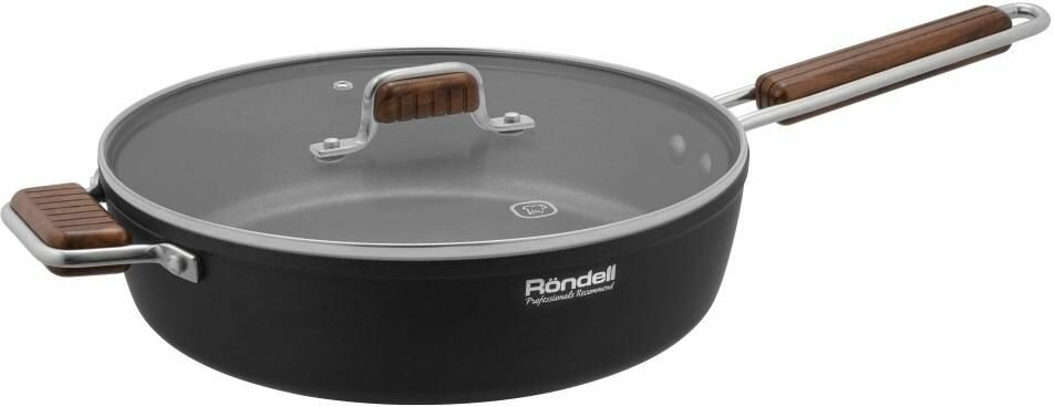 Сотейник Rondell Fjord, объем 4.0 л, диаметр 28 см, с крышкой, черный (RDA-1799)
