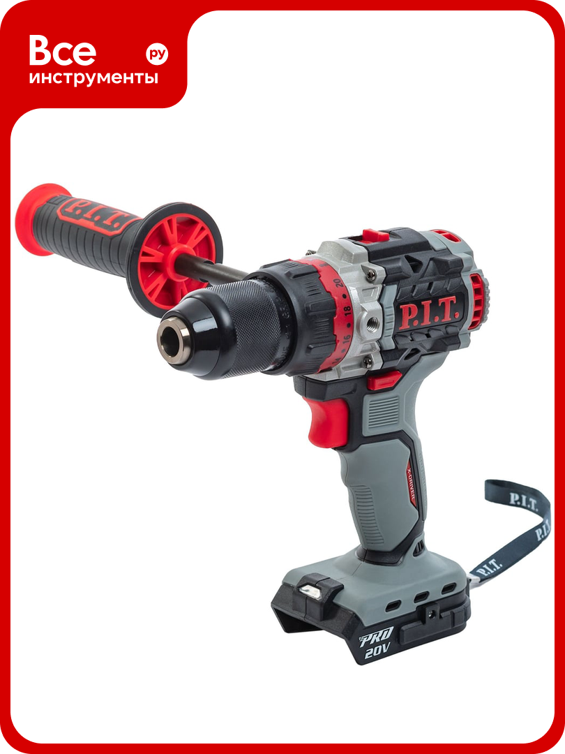 Дрель ударная аккум. бесщёточная P.I.T. X-DRIVER SOLO (20В, 75Нм, метал патрон 13мм, 2ск) PSB20H-13D, защищенная