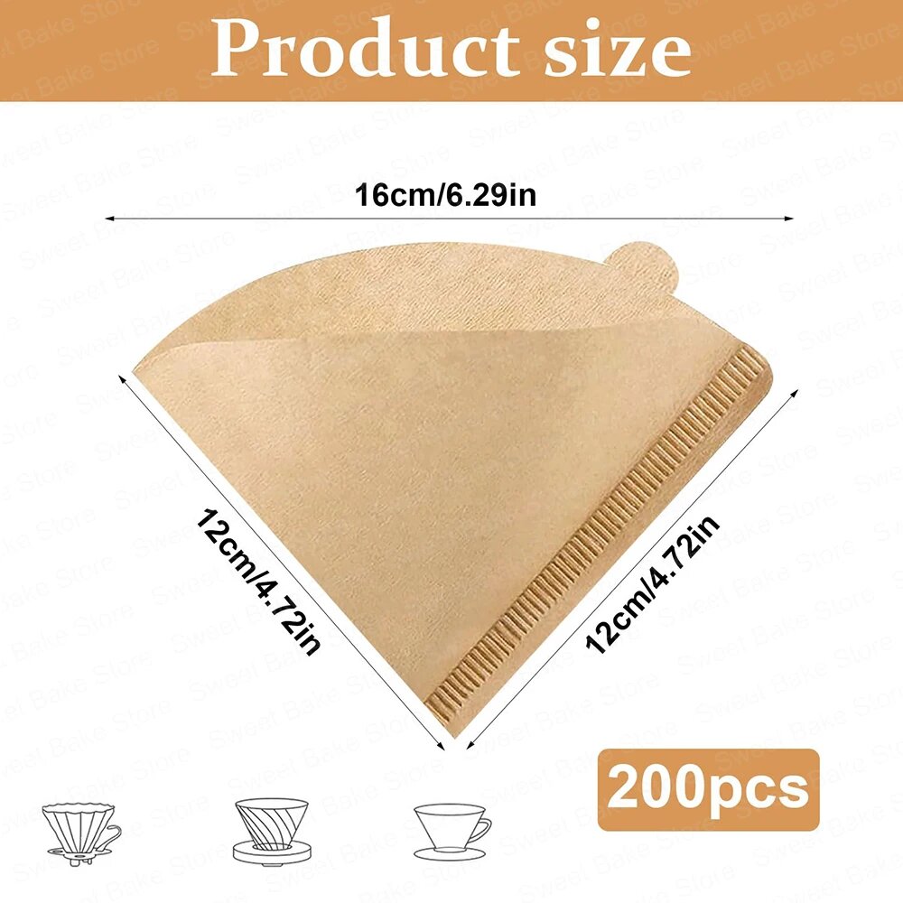 Фильтровальная бумага для кофе V60, размер 02 V-shape 200pcs