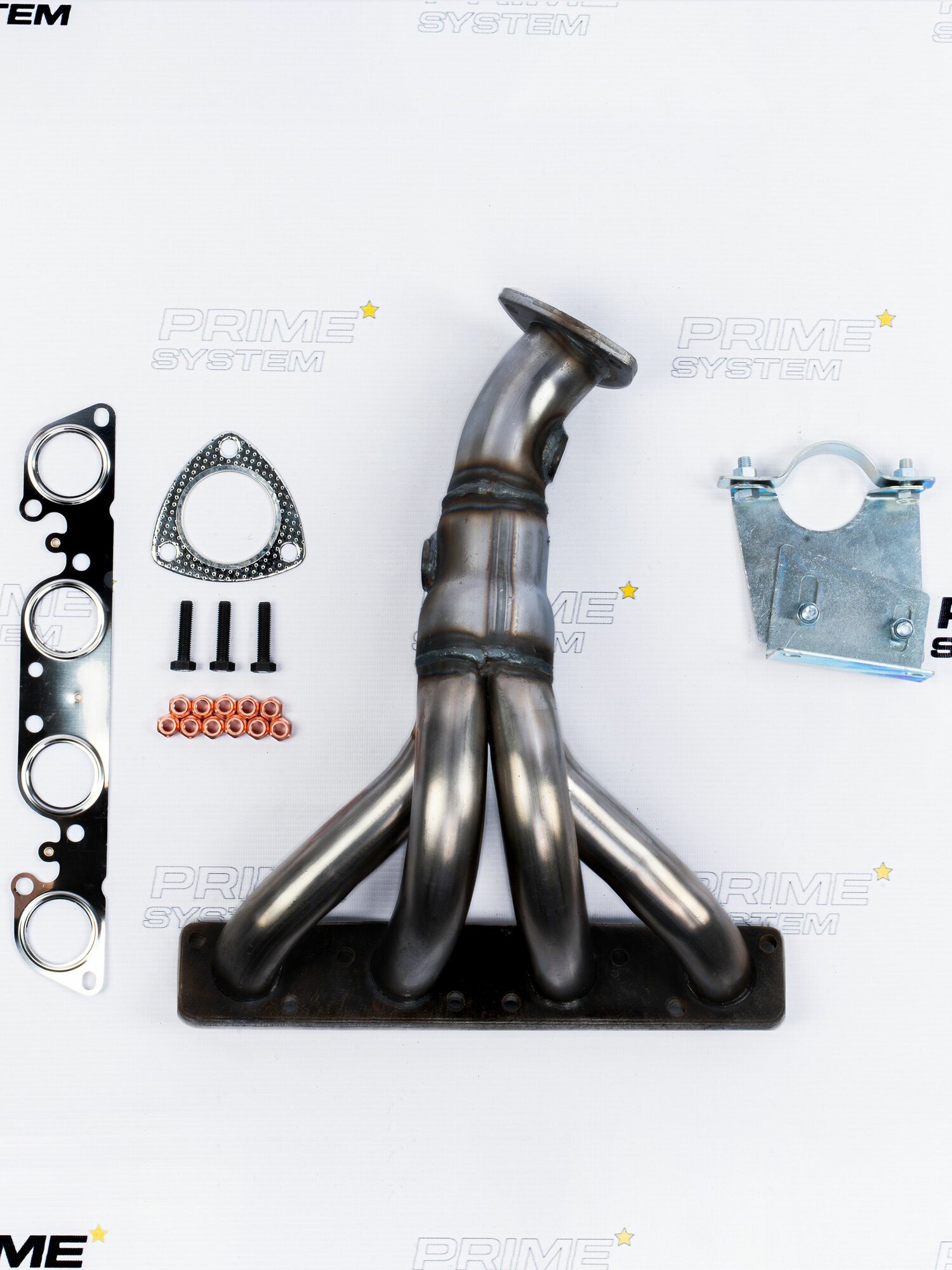 Выпускной коллектор паук 4-1 PRIME SYSTEM (вставка замены катализатора)1.6l 16V под 2 датчика кислорода, Евро-3-5 (комплект установки)