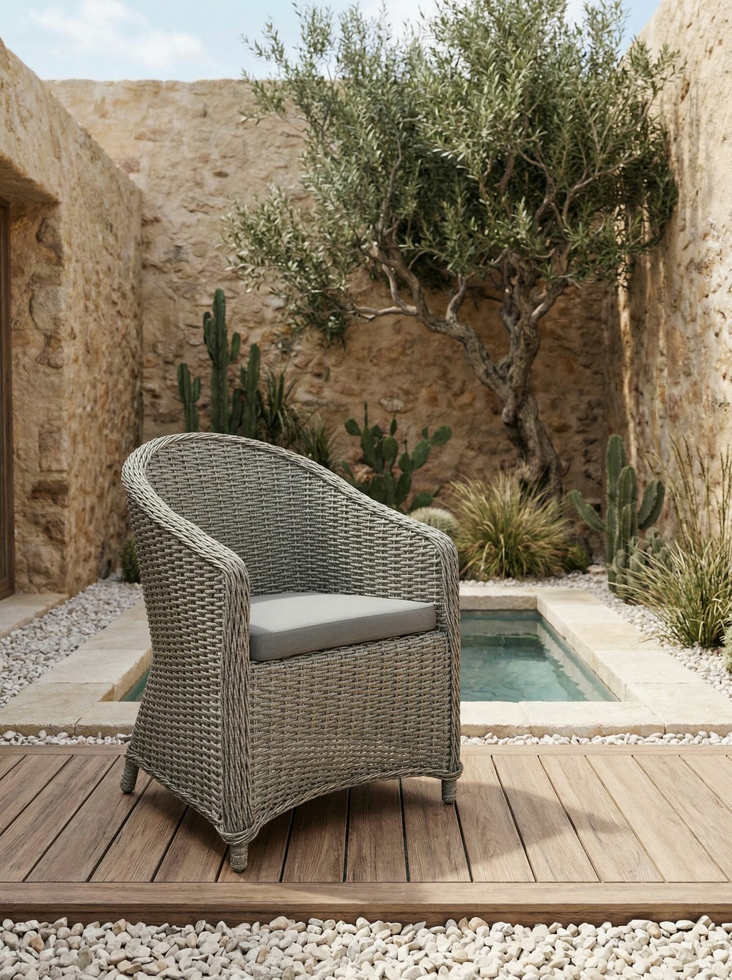 Кресло из ротанга, Primo, Лунный свет, для дома, дачи, террасы и кафе, садовая плетёная мебель