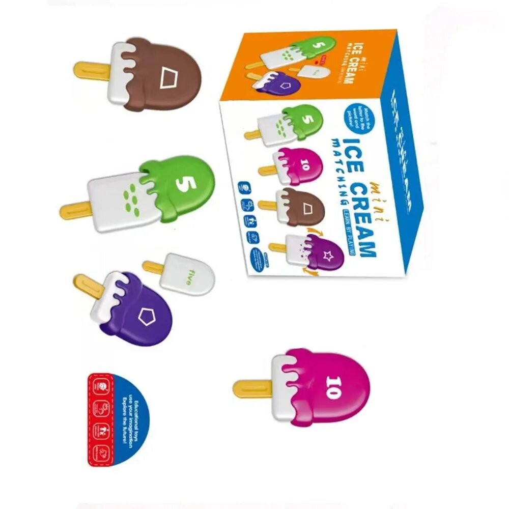 25 штук, мороженое Монтессори с буквенно-цифровым соответствием, распознавание цвета мороженого, игрушки для раннего образования в детском саду-цифры