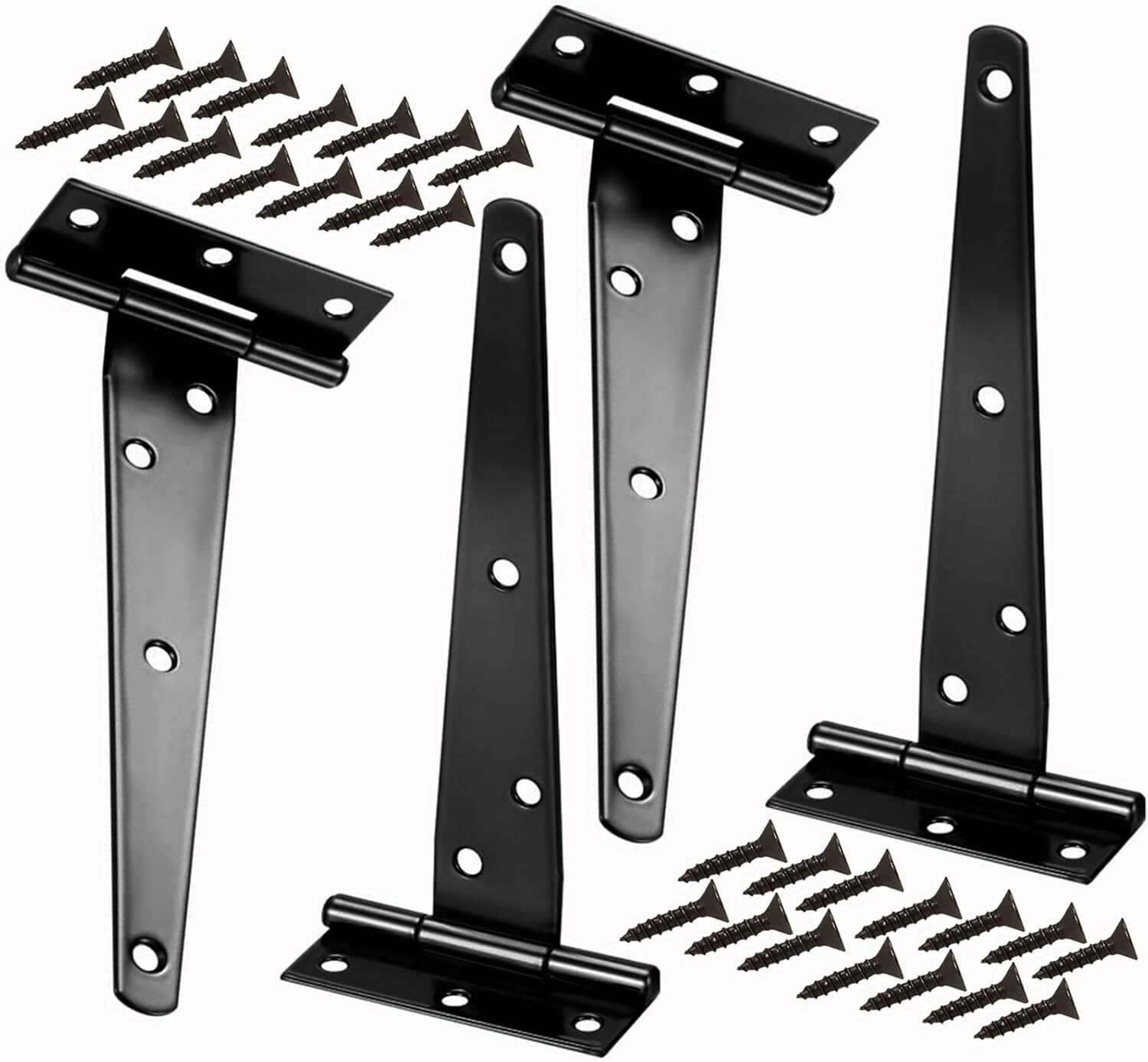 T-Образные Петли: Стальные 4 Штуки 10 Дюймов Устойчивость к Коррозии для Тяжелых Дверей - Конструкция Против Провисания Петли для Ворот и Сараев for Хозяйственных Построек и Наружных Ограждений