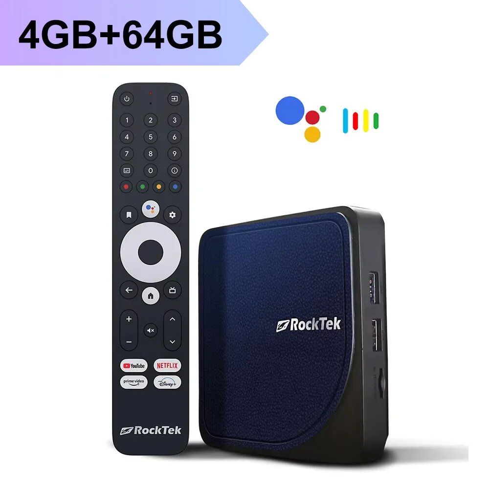 ROCKTEK G2 Android TV Box 4/64 ГБ Синий, Европейская вилка (EU Plug), 4GB 64GB