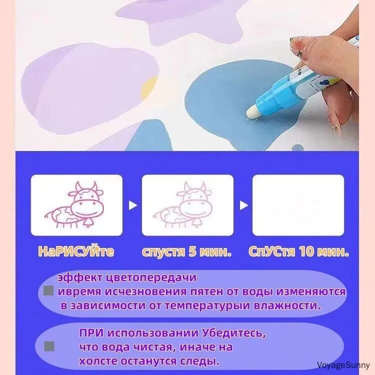 Набор холстов для рисования водой, голубой, 80x100 см, мелкозернистый, акварельный грунт — фото 1
