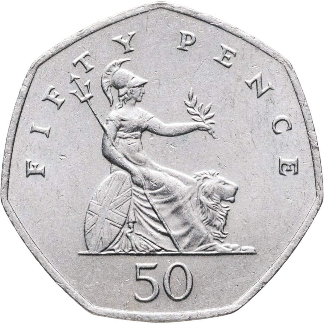 Великобритания 50 пенсов pence 2002, Мельхиор медь-никель, в сохранности XF