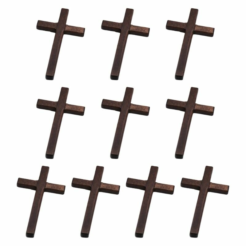 (1 упаковка, 10 шт) Деревянные крестики ручной работы - Коричневые