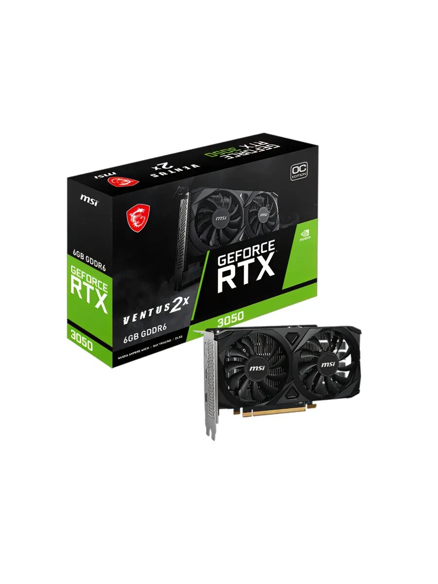 Видеокарта NVIDIA GeForce RTX 3050 Ventus 2X OC 6 ГБ