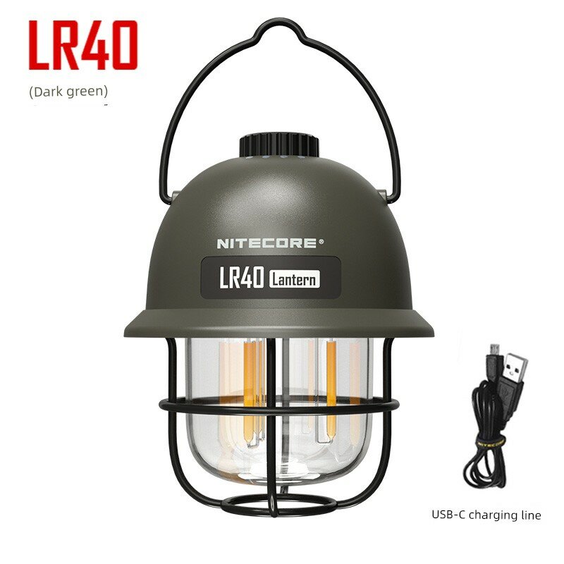 NITECORE LR40 Наружный кемпинг-фонарь с перезаряжаемым аккумулятором, ретро-дизайн, мягкий свет, темно-зеленый цвет