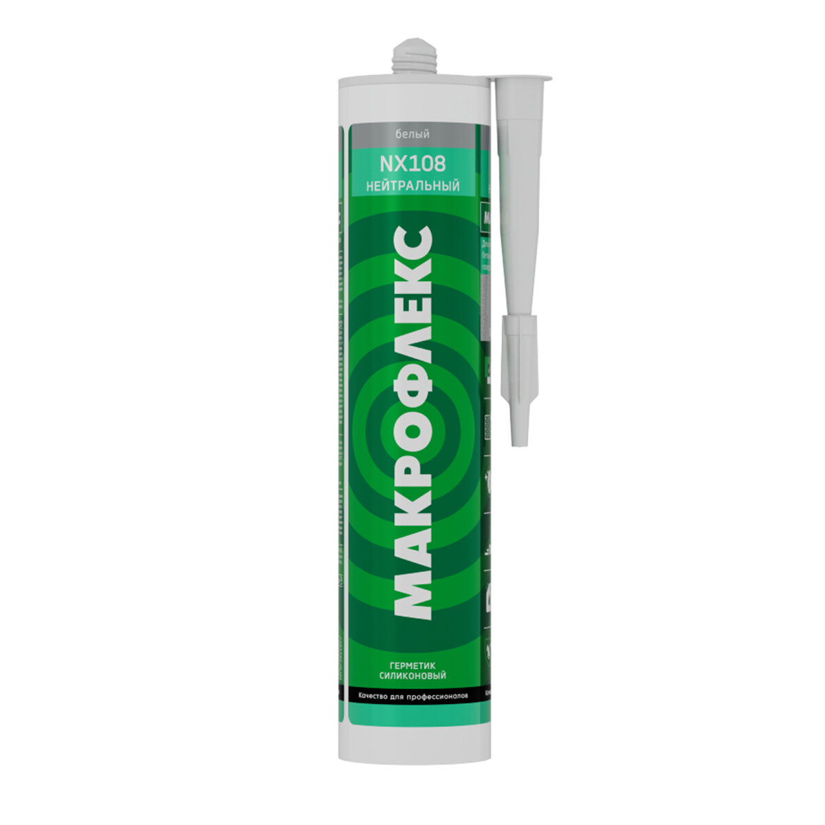 Герметик Makroflex NX108, силиконовый, нейтральный, белый, объем 290 мл 3000281