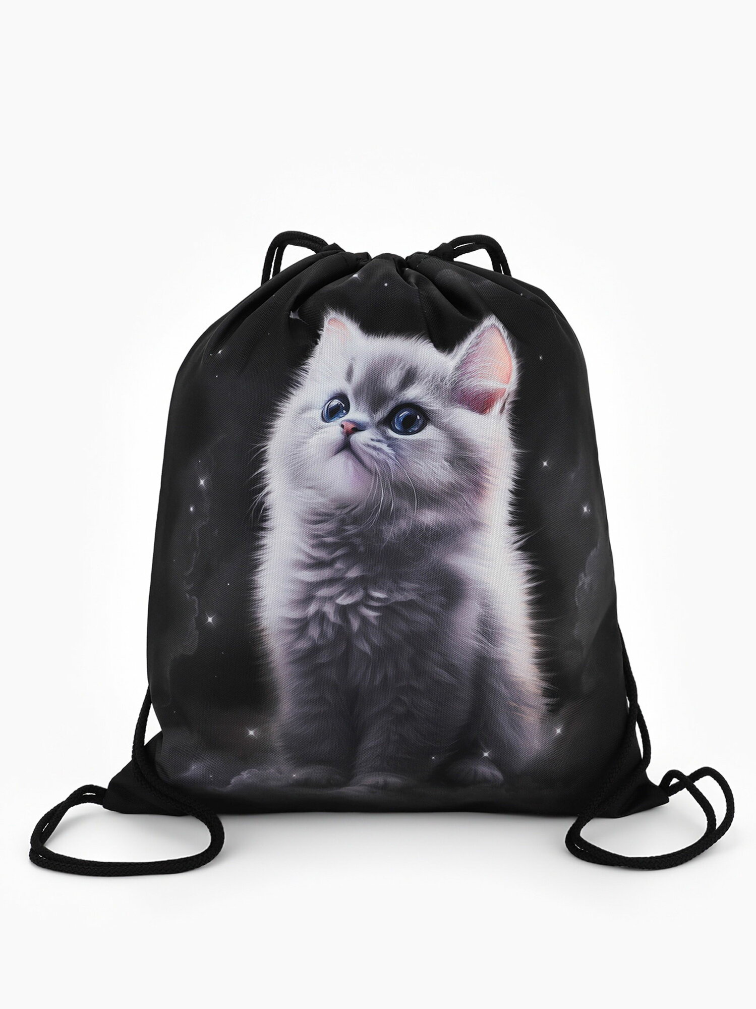 Мешок для обуви "Котёнок" 43.5x1x36 см, чёрный, тип: мешок, для кого: для девочек