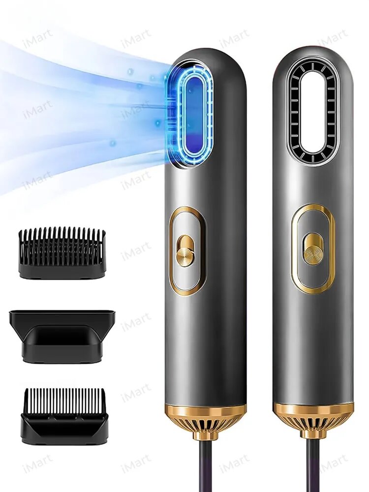 Фен для волос M6W1dJ 1000 Вт, скоростей 2, кол-во насадок 3, черный матовый, светло-желтый