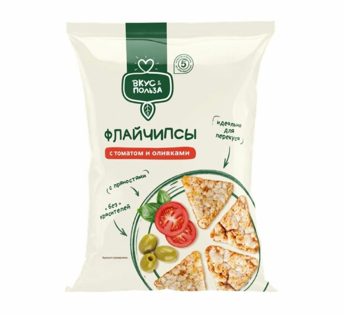 Флайчипсы вкус & польза зерновые с томатом и оливками, 40 г * 4 шт.