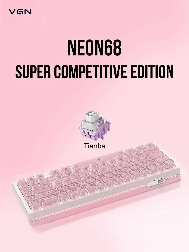 VGN Игровая клавиатура проводная Neon 68 Super Competitive Edition, Английская раскладка, розовый