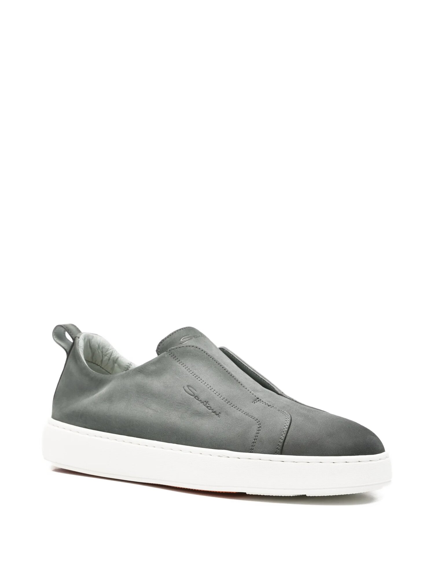 Кроссовки Santoni Slip-on leather sneakers, размер 6, grey — фото 1