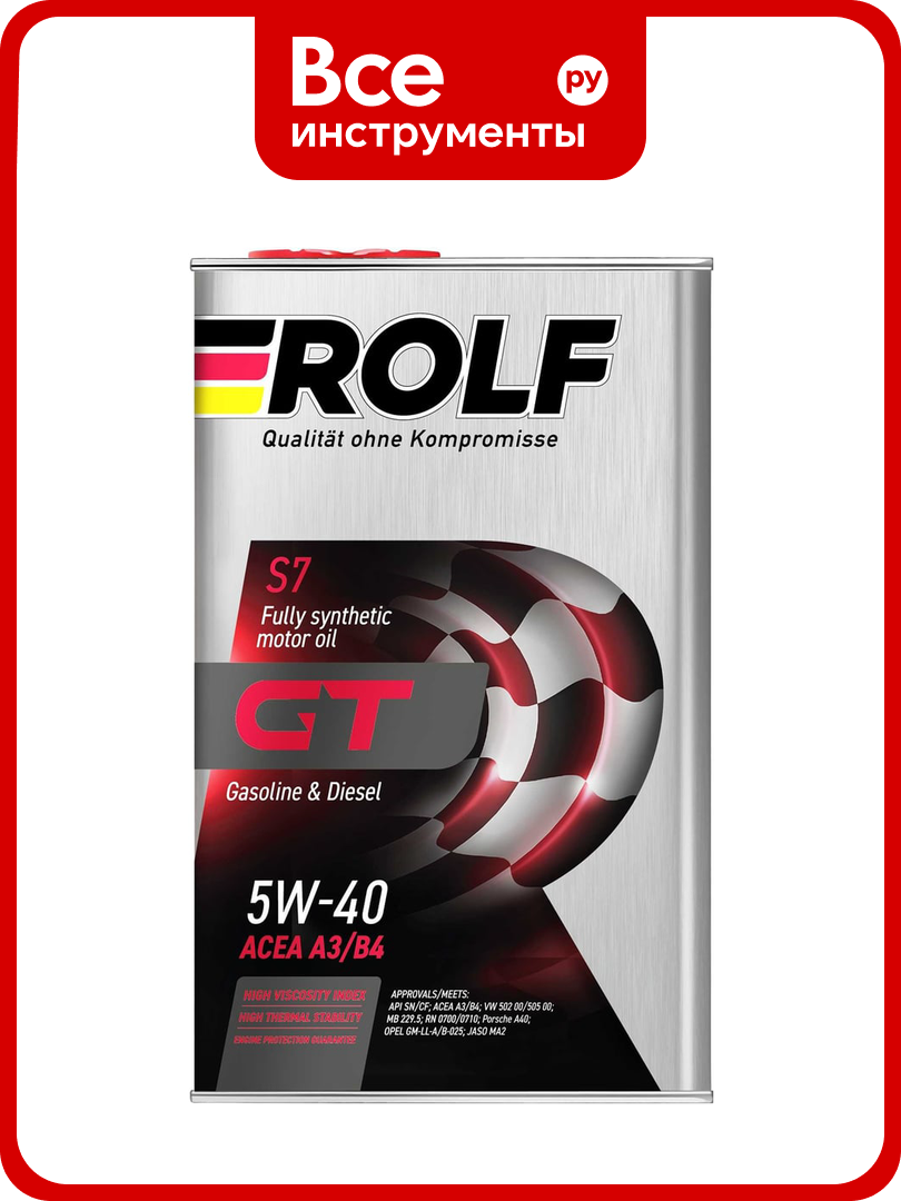 Моторное масло Rolf GT 5W-40, SN/CF, 1 л 322234