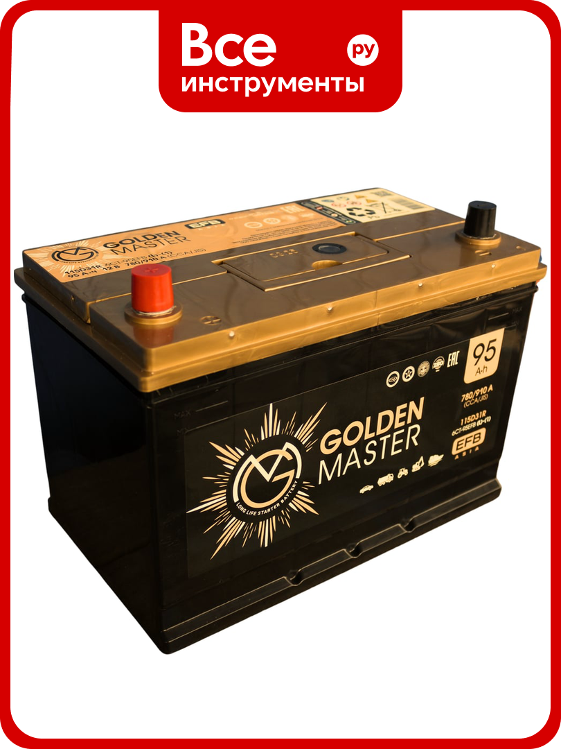 Автомобильный аккумулятор GOLDEN MASTER EFB ASIA 6СТ-95 (L)-(1) 780А 306х175х225 4657819154927