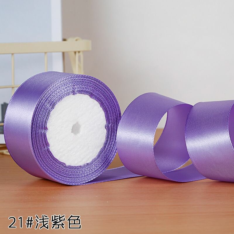 Лента атласная 4cm*22m Светло-фиолетовый, упаковочная для рукоделия, для декора и творчества, шитья, упаковки и оформления подарков, 1шт.