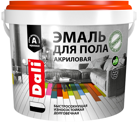 Эмаль для Пола Акриловая Dali 0.9кг Красное Дерево, Универсальная, без Запаха, Быстросохнущая, Износостойкая / Дали.