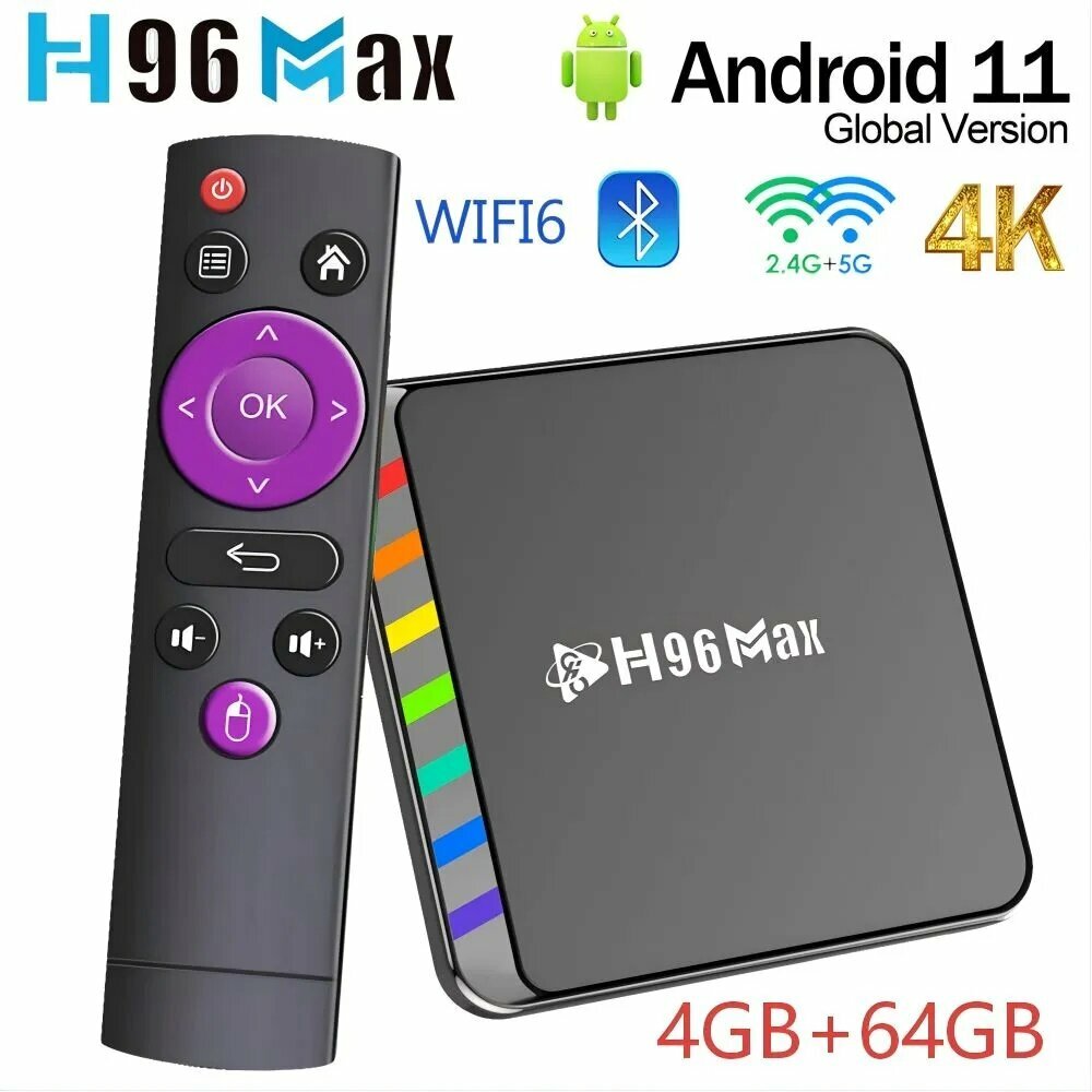 Смарт-ТВ приставка H96 Max на Android 11 с поддержкой 4K и Wi-Fi 6 система караоке OK