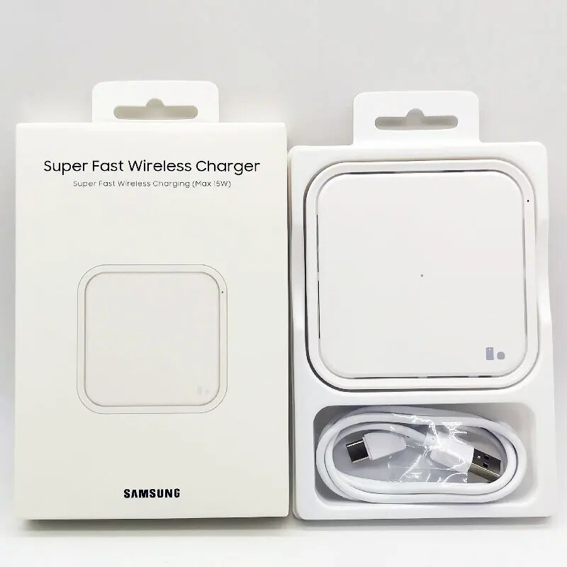 Беспроводное зарядное устройство Samsung 15 Вт Qi для быстрой зарядки Galaxy S24 S23 S22 S21 White