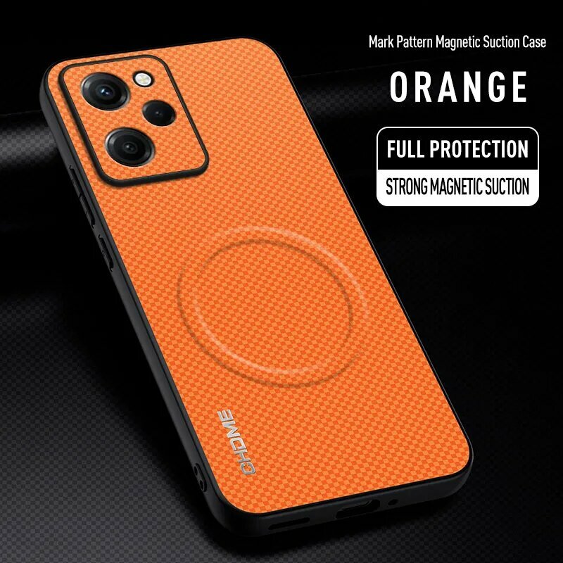 Чехол для Xiaomi Poco X5 Pro, роскошный автомобильный магнитный держатель для Оранжевый, Orange