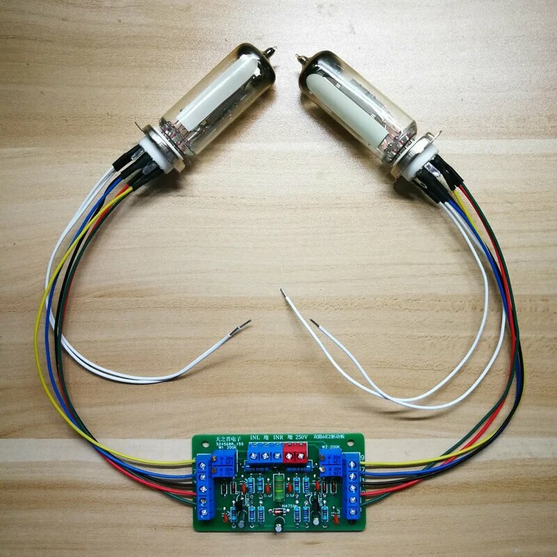Двухканальный ламповый усилитель 6E2 "кошачий глаз" Dykbcells, Цвет: finished w tube