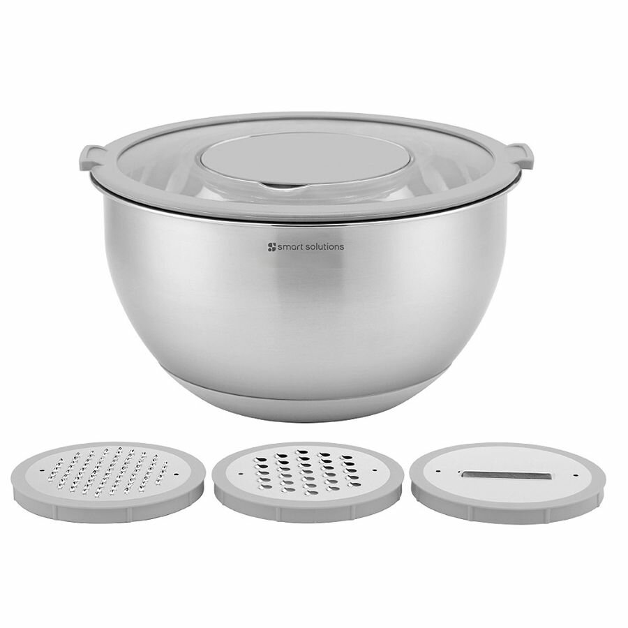 Миска стальная Smart Solutions Balance с крышкой и терками, 5 л