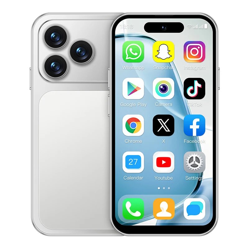 Компактный Смартфон SOYES A18 Pro, Android 12, 4.0-дюймовый Дисплей, 2 ГБ Белый, Серебряный, Silvery