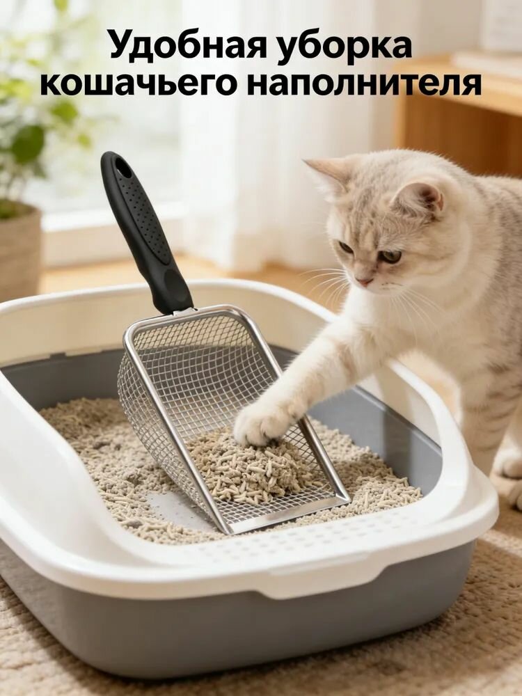 Совок для кошачьего туалета металлический, лопатка для лотка