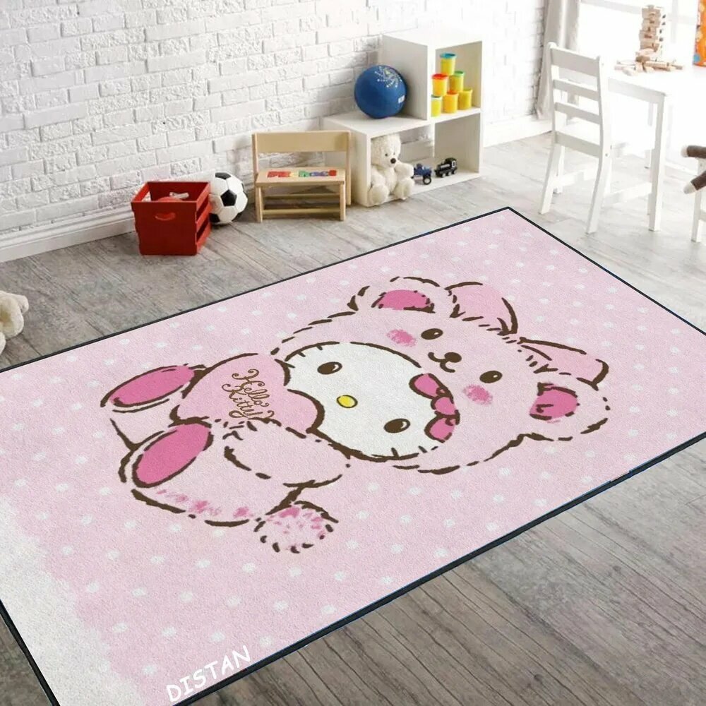 DISTAN Ковер Ковер DISTAN полиэстер, нескользящий, высота 5 мм, HelloKitty и Sanrio, куроми, подходит для гостиной, спальни, столовой 200x150 см