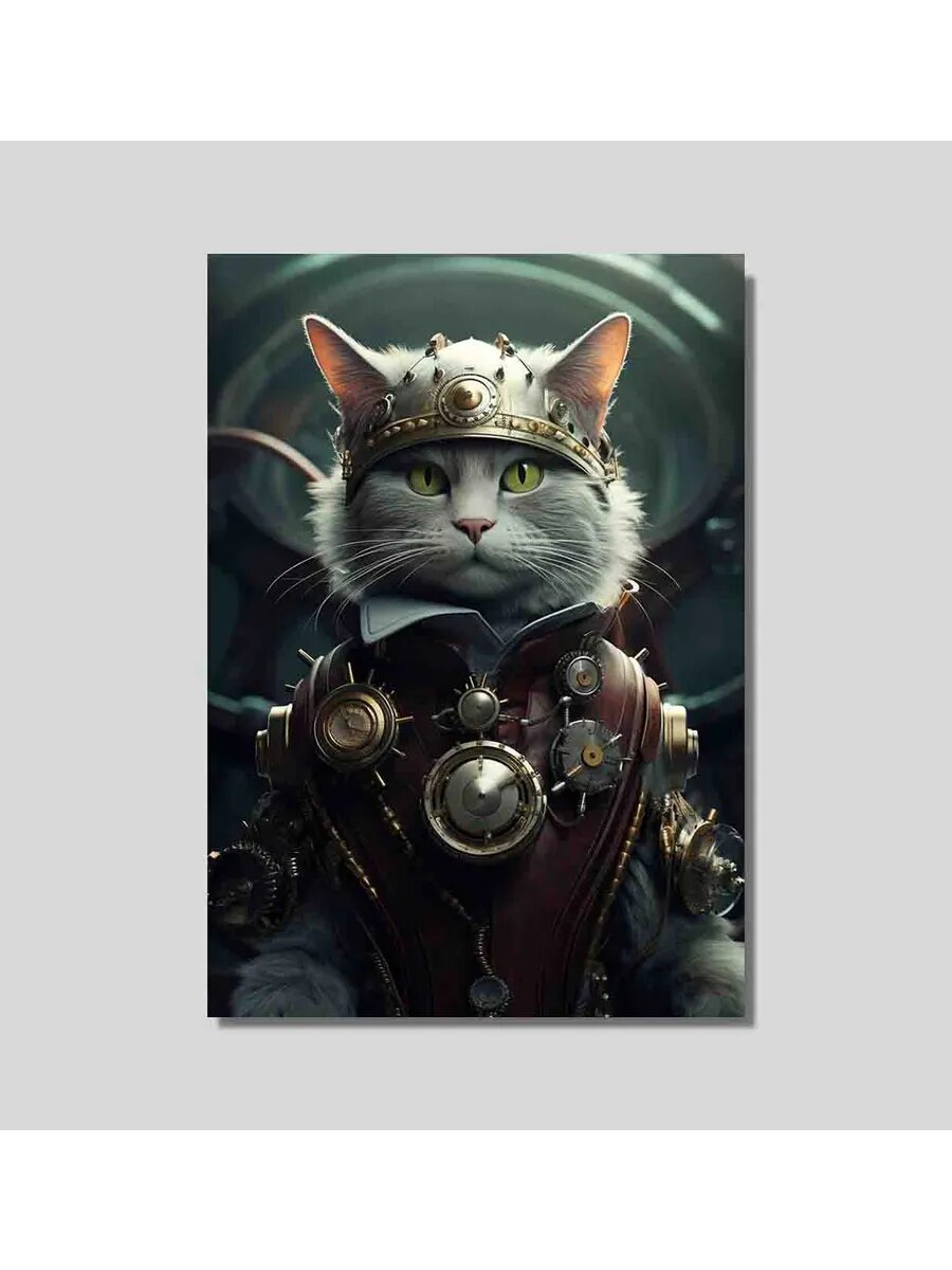 Кот из Шартре в стиле стимпанк 4, Плакат 30x42см