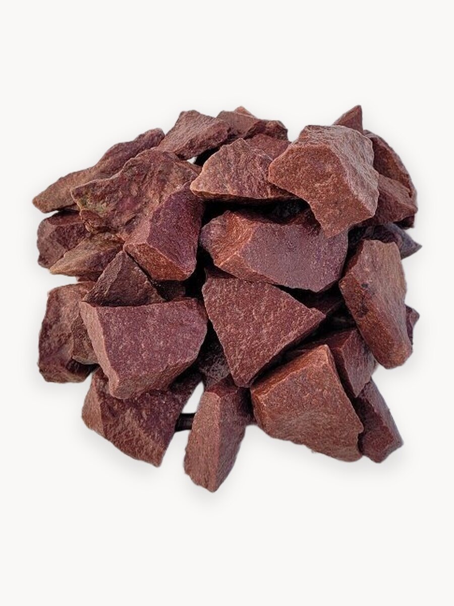 Малиновый кварцит колотый камни для бани сауны сорт экстра 4-8 см 10 кг