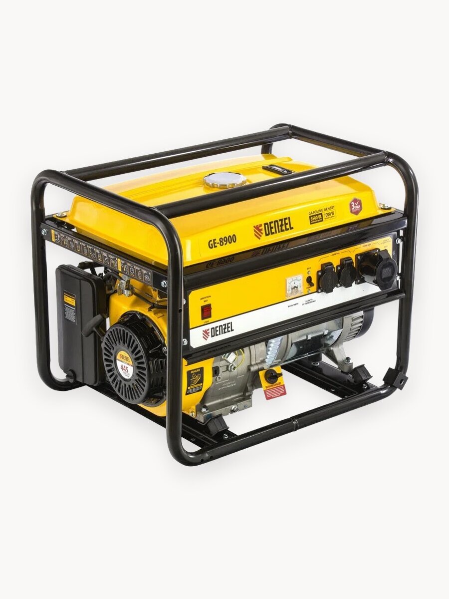 Генератор бензиновый DENZEL GE 8900, 8.5 кВт, 220 В/50 Гц, 25 л, ручной старт