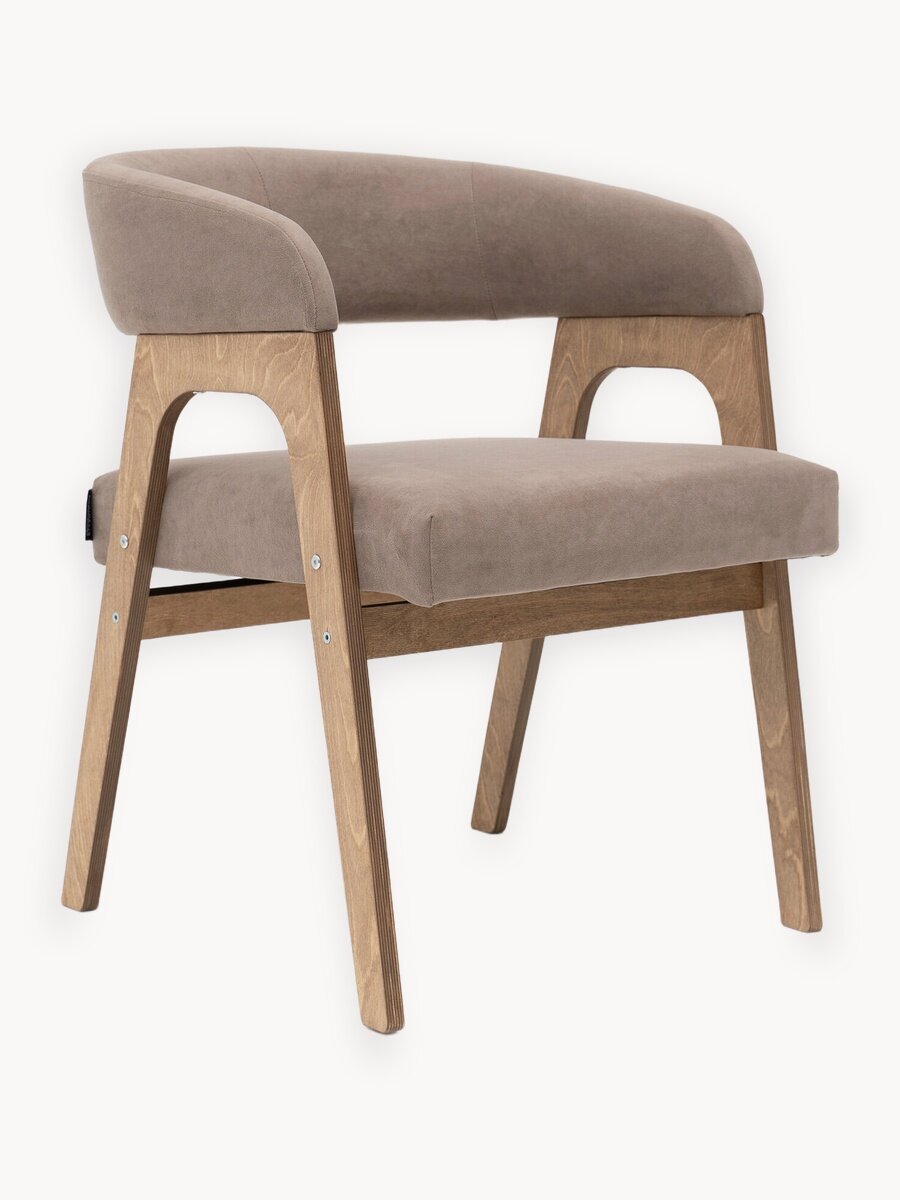 Стулья ZASIDELIS кайф мягкие для кухни дома и офиса темно-бежевый/коричневый, из велюра, 63x56x72 см, до 130кг 2 шт