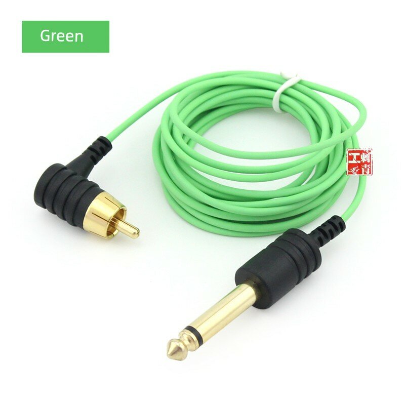 Зеленый изогнутый RCA-кабель для тату-машин - точный разъем для деталей
