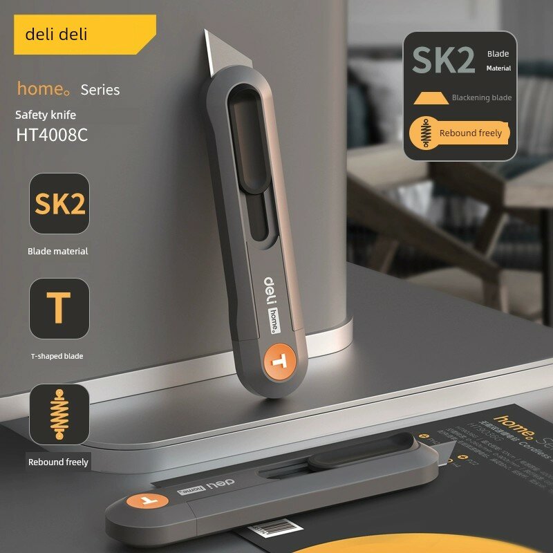 Delix Home Т-образный кухонный нож 145 мм лезвие 18 мм рукоятка оранжевый автоматическое возврат лезвие в комплекте