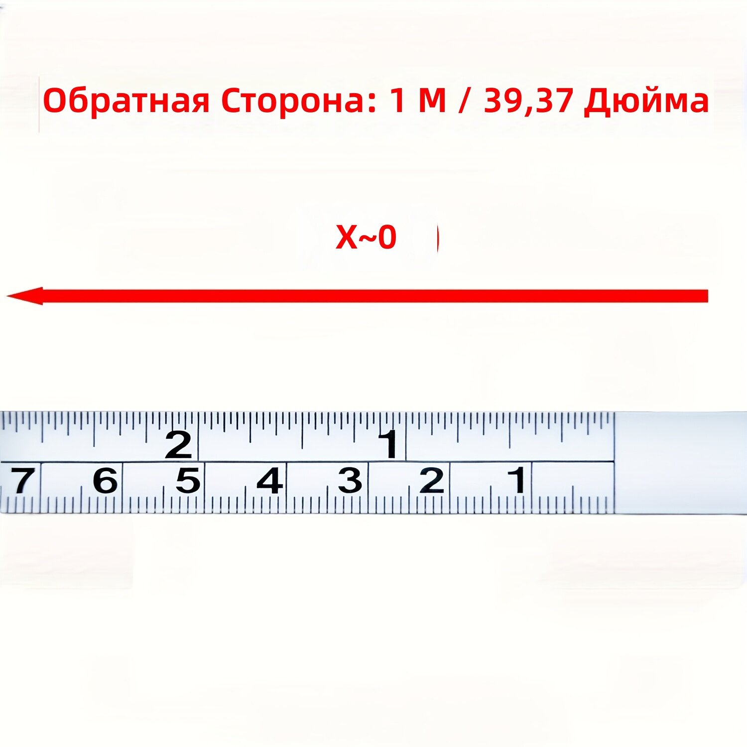 Самоклеящаяся измерительная лента 1 м, стальная, с метрической и дюймовой шкалой, обратное отсчитывание, точность 0,1 мм, для верстака и циркулярного стола