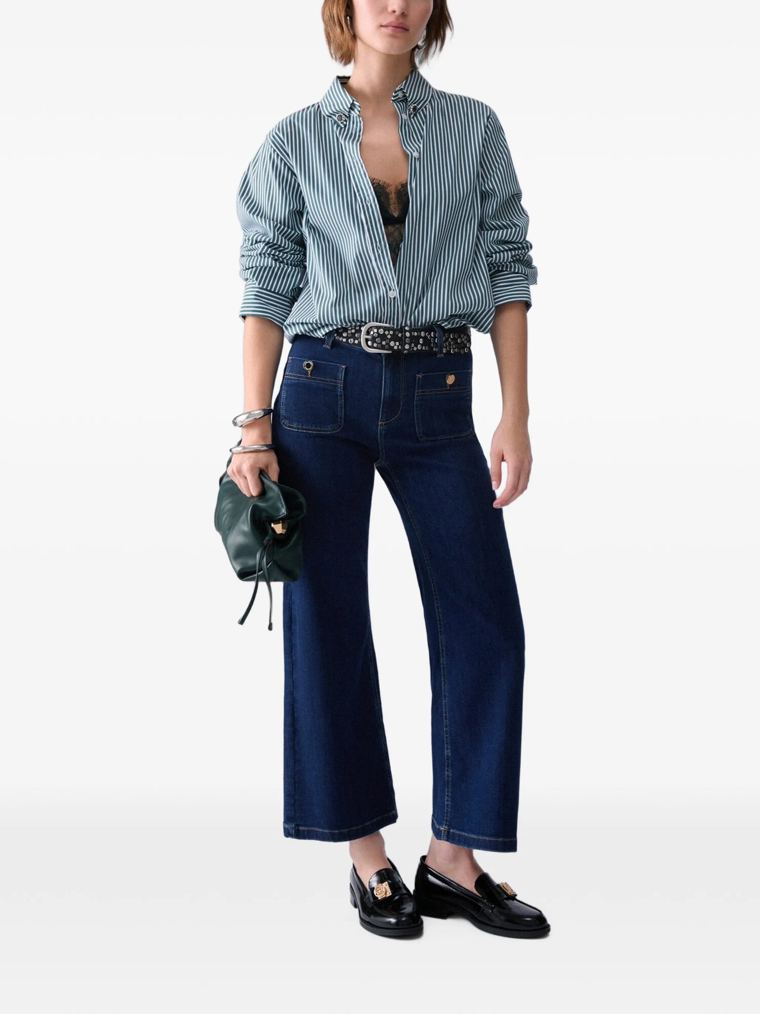 Рубашка LIU JO Striped shirt, размер 48, green — фото 1