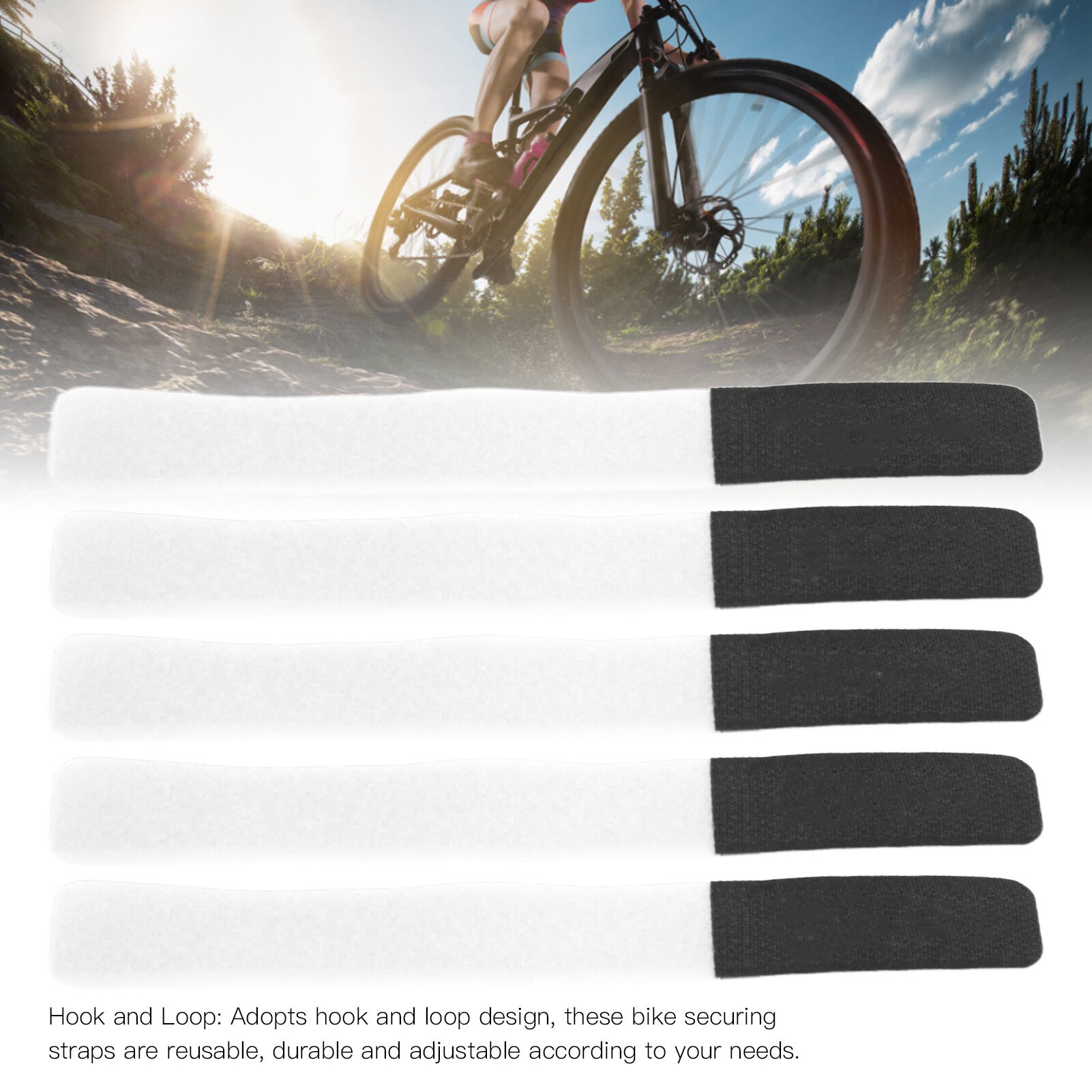 DUUTI 5 шт, ремни для велосипедного насоса, стойка для крепления велосипеда, регулируемая, многоразовая, для крепления, для хранения, белая