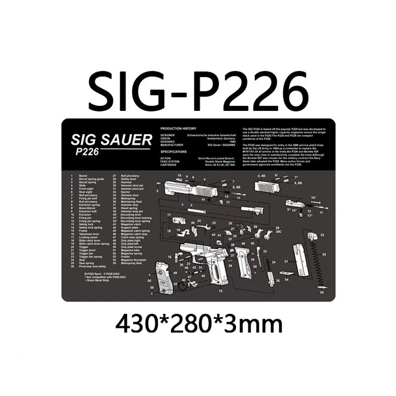 Коврик для чистки оружия SIG-P226, серый
