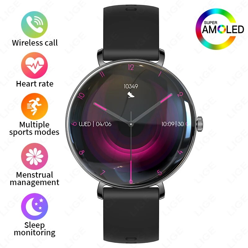 1.43inch AMOLED Ultra HD Screen Fashion Ladies Smart Watch Bluetooth Call Smartwatch Metal Ultra thin Bracelet Watch Woman