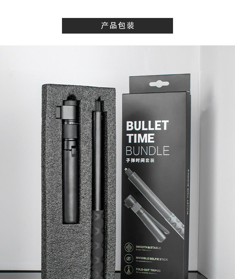 Extendable Invisible Selfie Stick Kit with Rotatable Handle Tripod Aluminum Alloy 1/4 Inch Screw 120 cm/47.2 in Max. Length Replacement for Insta360 X4/ X3/ ONE X2/ X/ RS/ R/