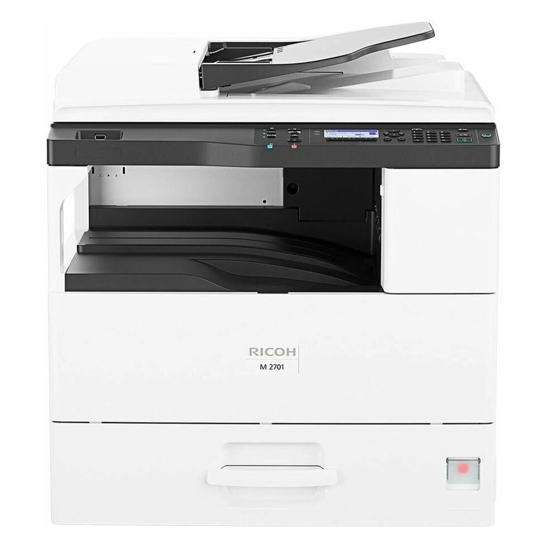 МФУ лазерный Ricoh M 2701, черно-белая печать, печать 27 стр/мин, скан 18 стр/мин, A3, белый/черный