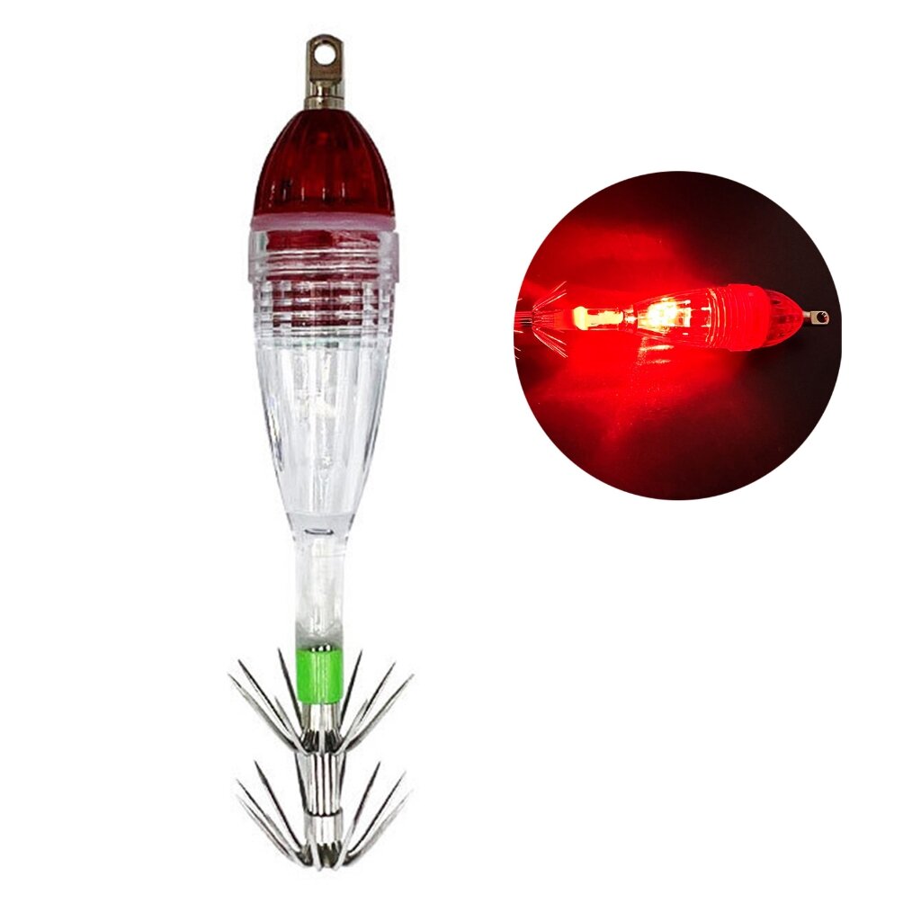 Светодиодная ловушка для рыбы с крючком для зонтика, красный