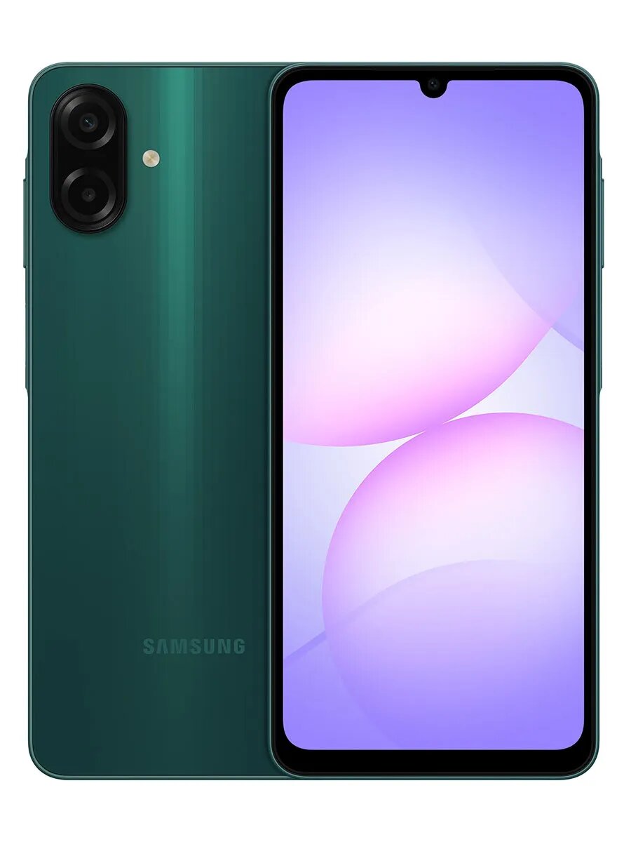 Смартфон Samsung A07, Android 15, 4/128ГБ, камера 50Мп, зелёный