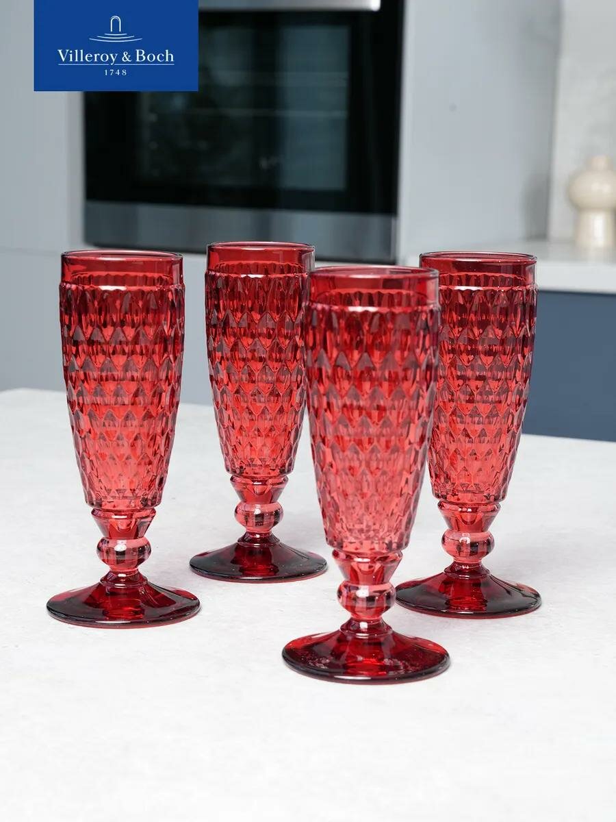 Набор бокалов для шампанского 120 мл, 4 шт, Boston Coloured red, Villeroy & Boch, Хрустальное стекло