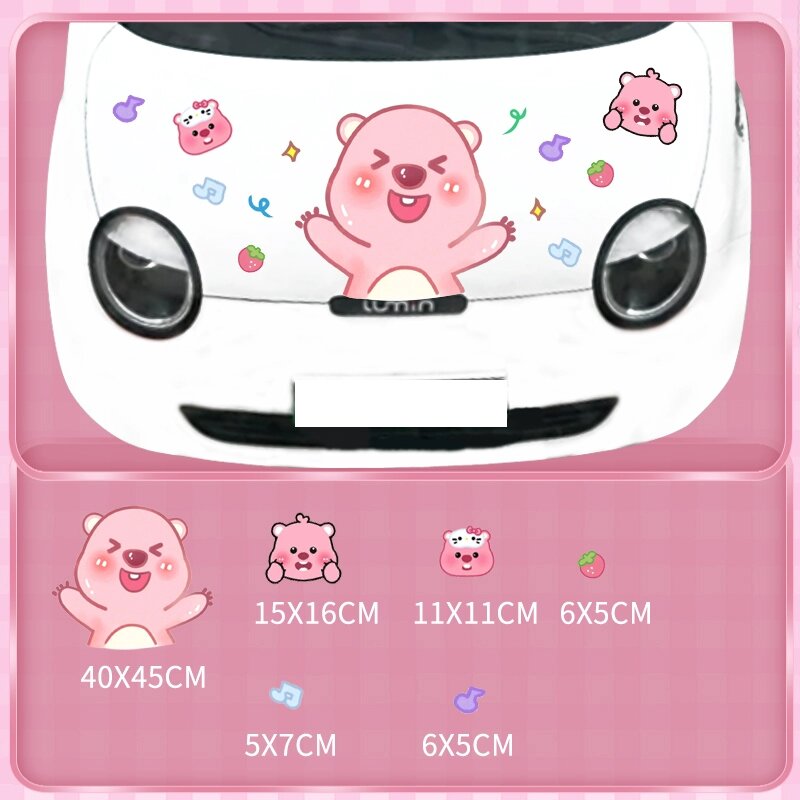 Наклейки на кузов автомобиля Panda mini, липкие, в виде лоуипа, рубинового маленького бобра, для декора кузова,