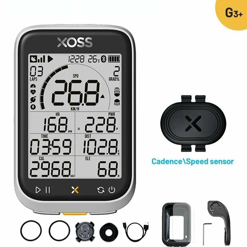 XOSS G3 + Велосипедный компьютер беспроводный водонепроницаемый IP67 GPS 2,8 дюймовый ЖК G3 Plus тахометр