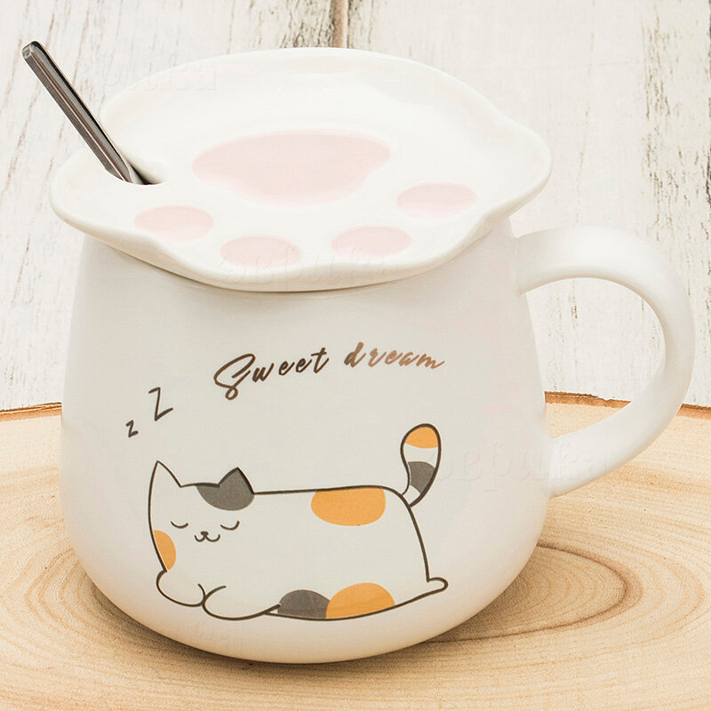 Кружка с крышкой Кот - лежебока